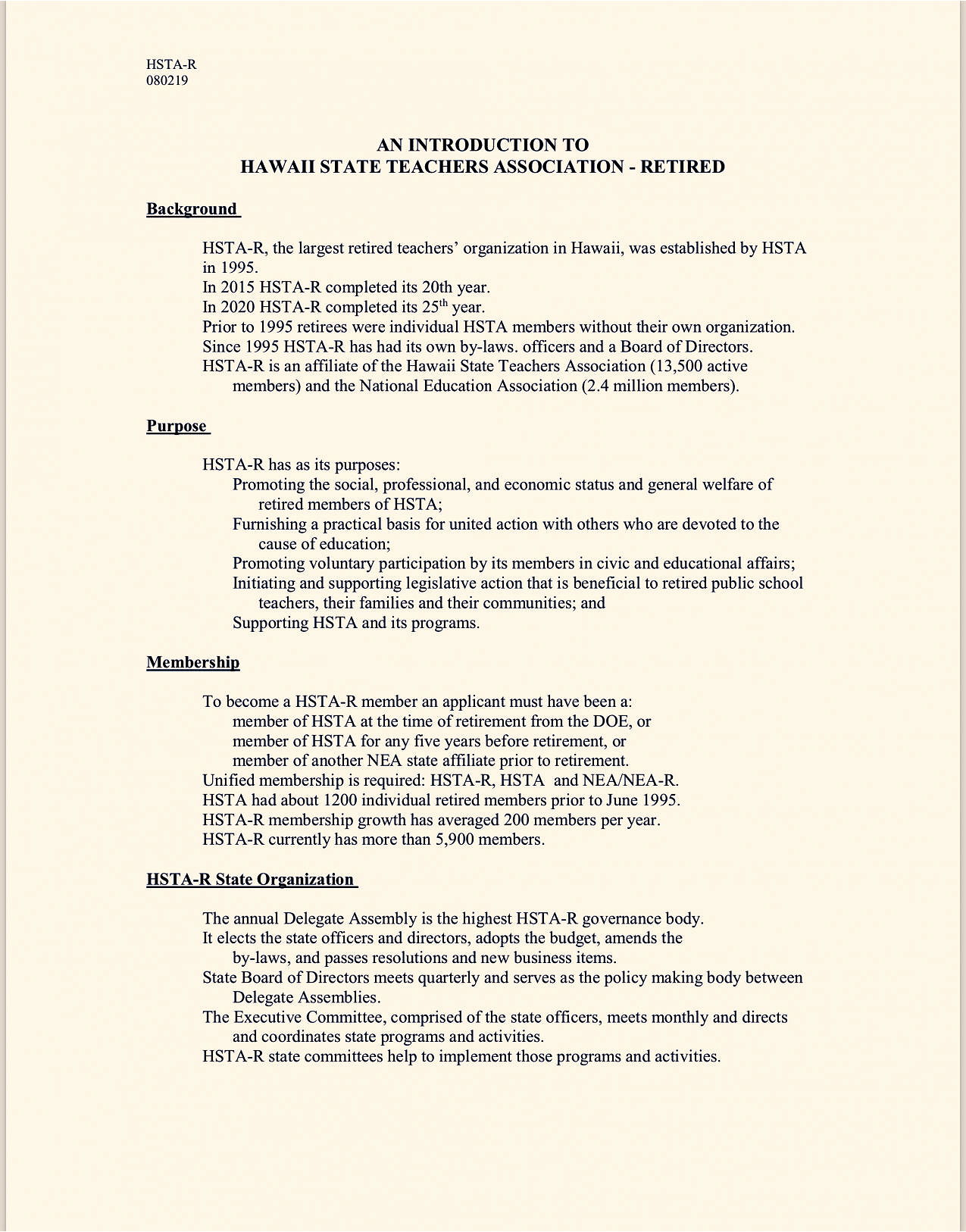Who — What | HSTA-Retired