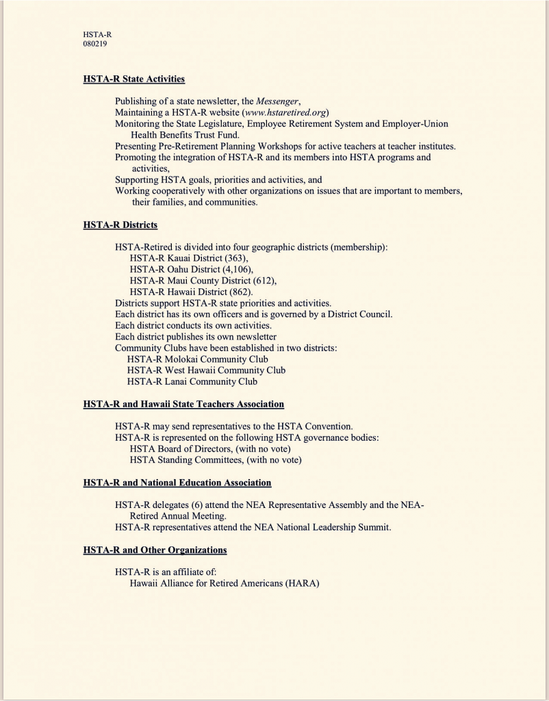 Who — What | HSTA-Retired