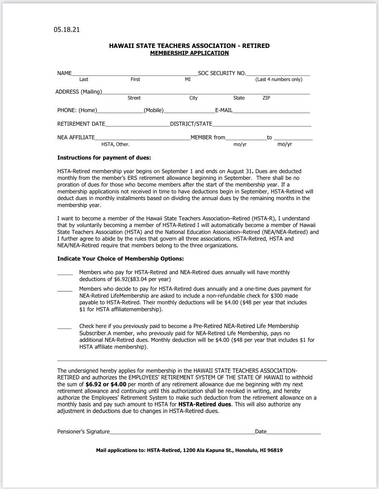 Membership | HSTA-Retired